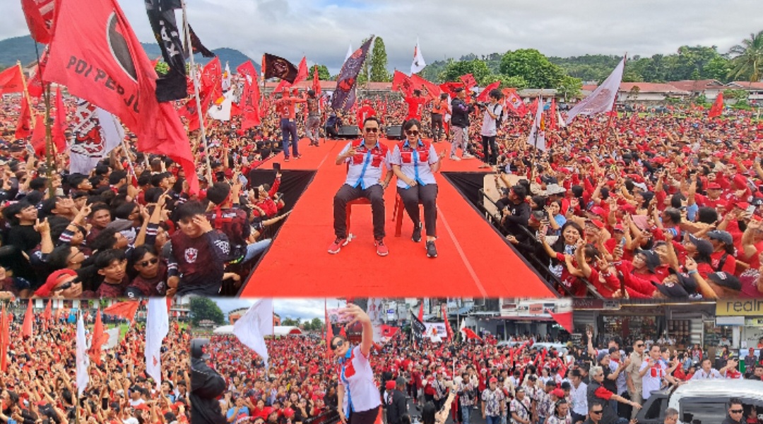 Tumpah Ruah Bak Lautan Manusia, Puluhan Ribu Massa Pendukung Caroll Sendy Hadiri Kampanye Akbar ...